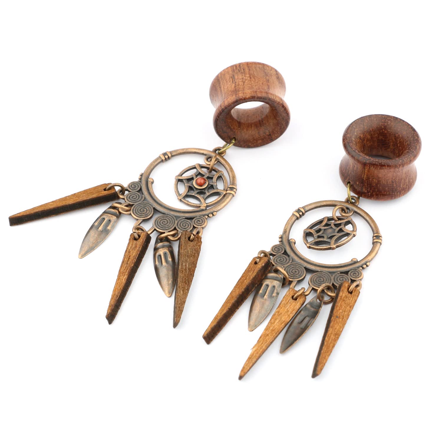 Balala 5/8 inch 16mm Bohemian Wood Dangle Ear Gauges Piercing Flesh Tunnels Plugs Statement Earrings