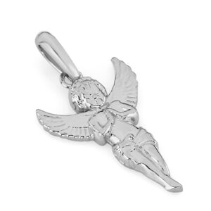 takar 925 sterling silver praying angel pendant, guardian angel pendant, angel jewelry for women and men, made in usa