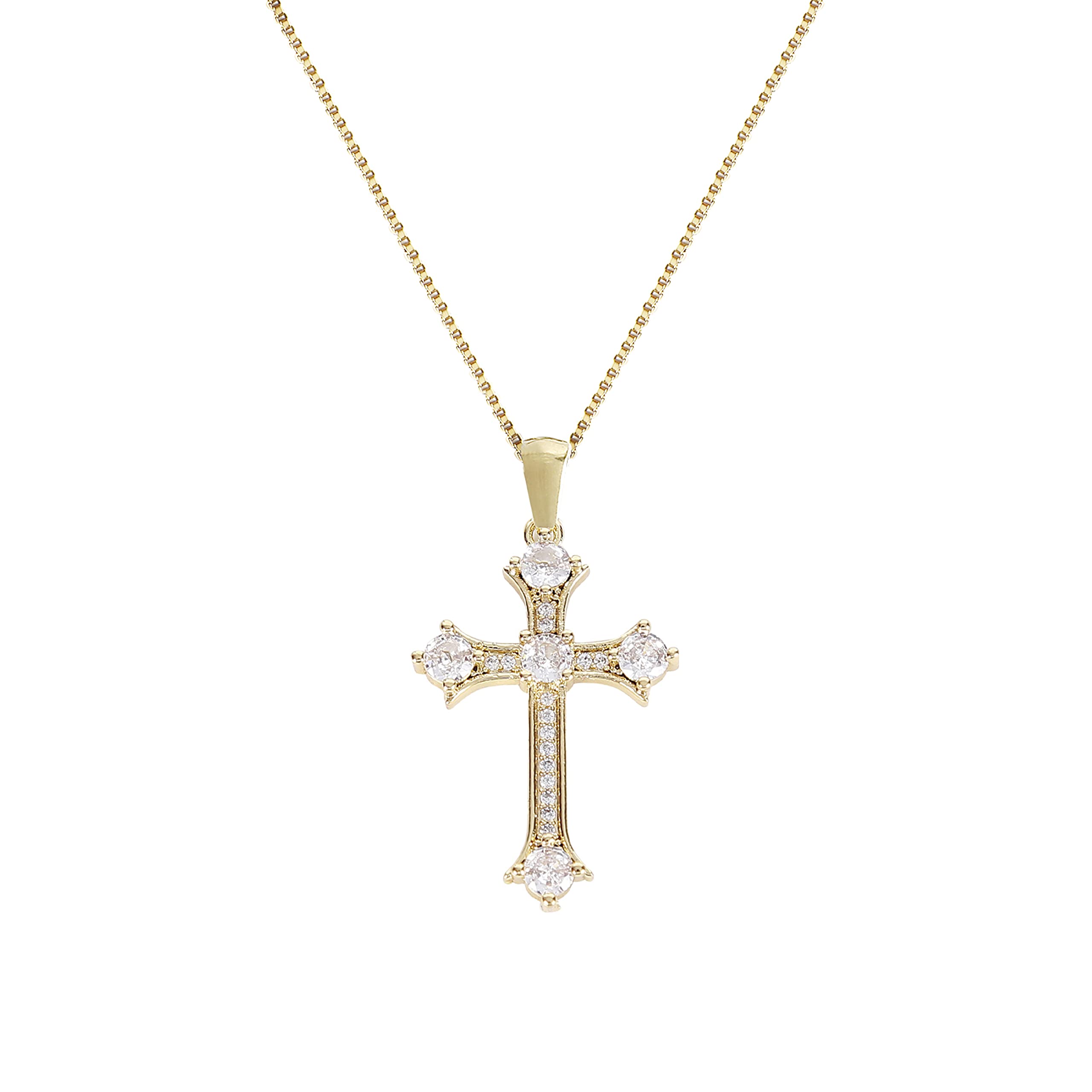 BIFACE Cross Necklaces for Women Jewelry Necklaces for Teen Girls Women 16K Gold Plated Cross Pendant Choker Necklace Valentine's Day Jewelry Gifts for Women Girls Gold C01