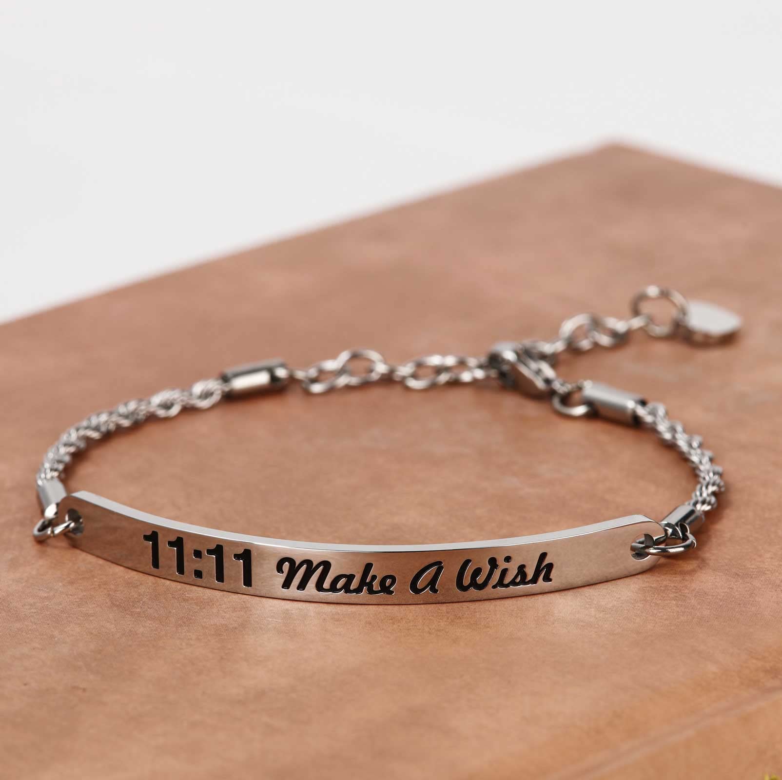 cuffsecret Adjustable 11:11 Make A Wish Bracelet (Steel)