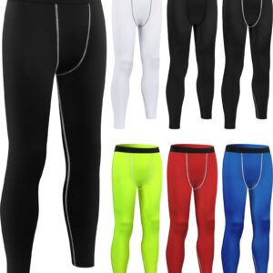 Hicarer 6 Pack Men's Compression Pants Workout Pants Athletic Compression Leggings Running Tights for Men Sport Supplies (Multicolor, Large)