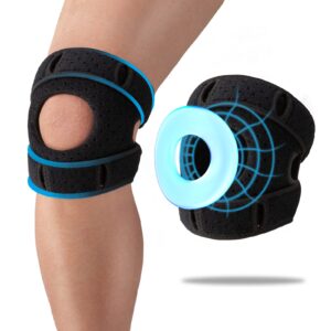 anacon dual patella knee straps, knee brace patella stabilizer for knee pain relief, running, tennis, jumping, arthritis, tendonitis, injury recovery, joint and muscles protection, adjustable (black)