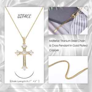 BIFACE Cross Necklaces for Women Jewelry Necklaces for Teen Girls Women 16K Gold Plated Cross Pendant Choker Necklace Valentine's Day Jewelry Gifts for Women Girls Gold C01