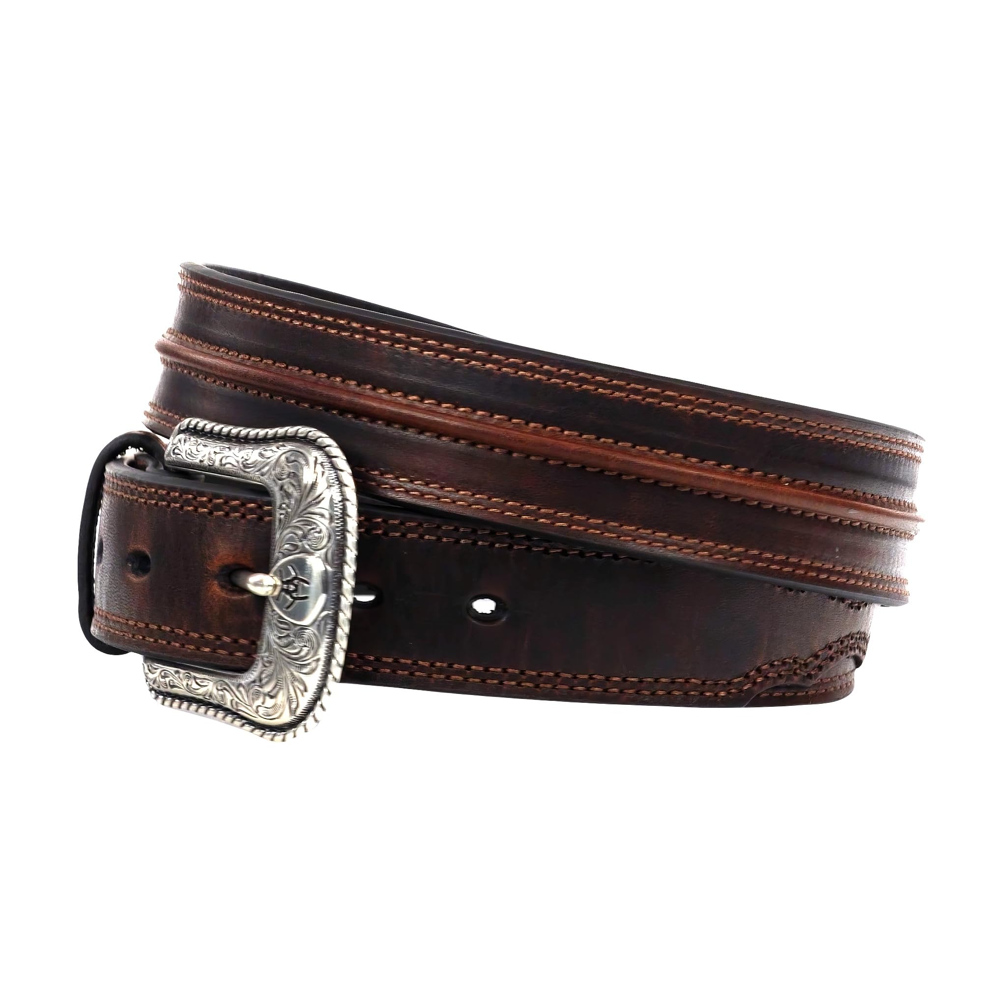 ARIAT Men's Distressed Leather Belt with Raised Center Bump Leather Strip (Aged Bark, Size 60)