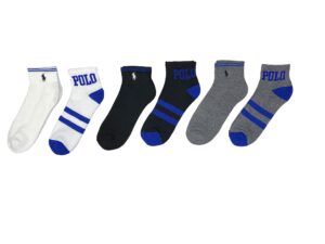 polo ralph lauren men`s cushioned ankle socks 6 pack (g(zp824510pkn)/w, 10-13)