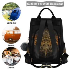 ZZKKO Golden Dragonfly Backpack Purse for Women Rucksack Anti Theft Fashion Travel Lightweight Ladies Shoulder Bag