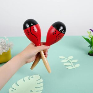 Maracas, Wooden Shaker Musical Percussion Instrument for Adult Kids Babies Toddlers, Red