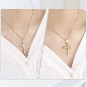 BIFACE Cross Necklaces for Women Jewelry Necklaces for Teen Girls Women 16K Gold Plated Cross Pendant Choker Necklace Valentine's Day Jewelry Gifts for Women Girls Gold C01