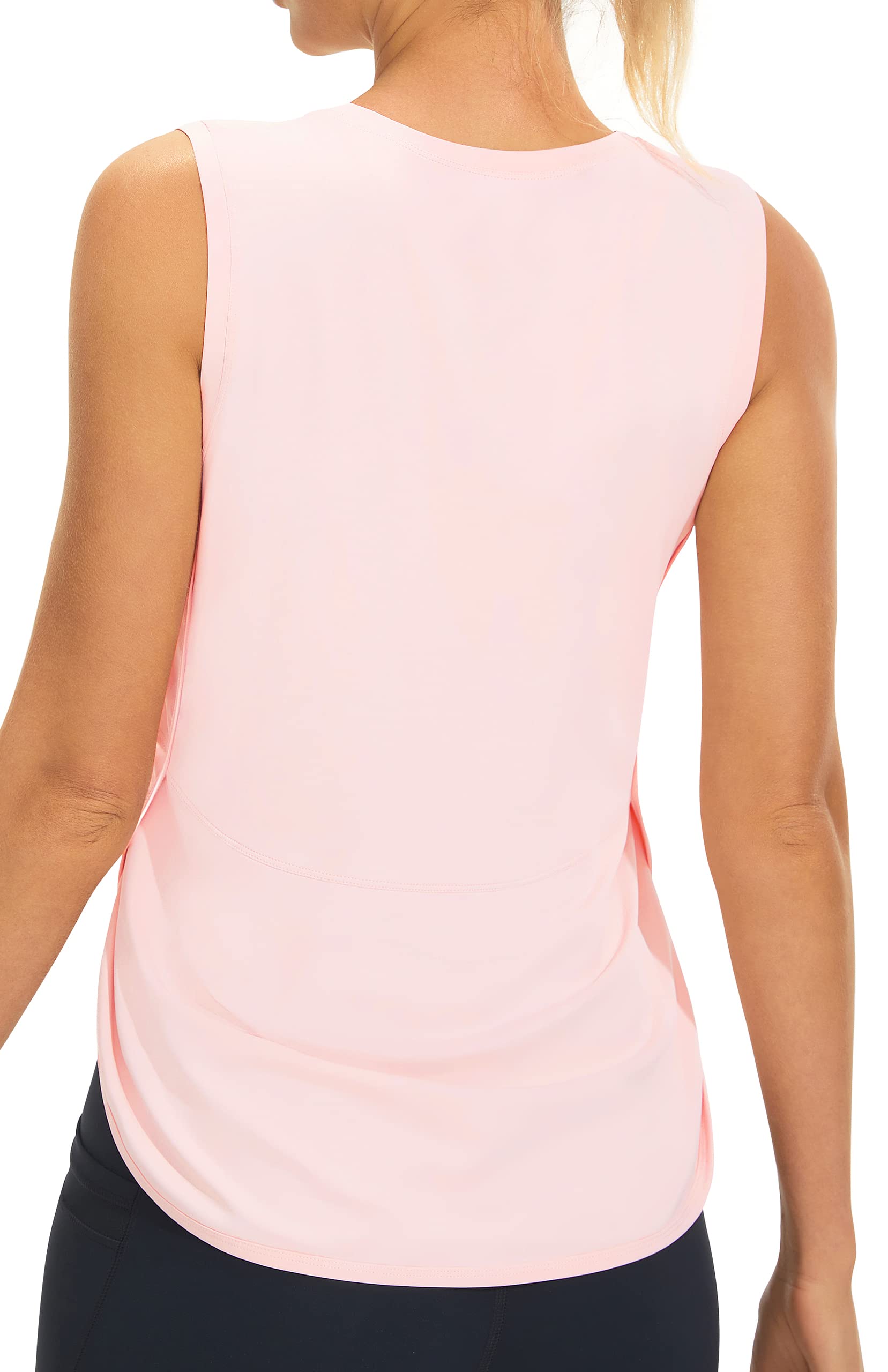 JOYSPELS Ice Silk Workout Tank Tops for Women Cool-Dry Sleeveless Loose Fit Yoga Shirts Athletic Pink