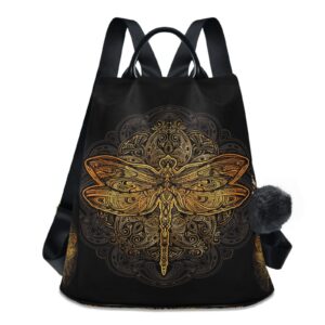 zzkko golden dragonfly backpack purse for women rucksack anti theft fashion travel lightweight ladies shoulder bag