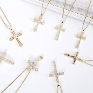 BIFACE Cross Necklaces for Women Jewelry Necklaces for Teen Girls Women 16K Gold Plated Cross Pendant Choker Necklace Valentine's Day Jewelry Gifts for Women Girls Gold C01