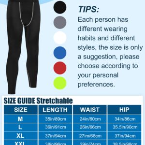 Hicarer 6 Pack Men's Compression Pants Workout Pants Athletic Compression Leggings Running Tights for Men Sport Supplies (Multicolor, Large)