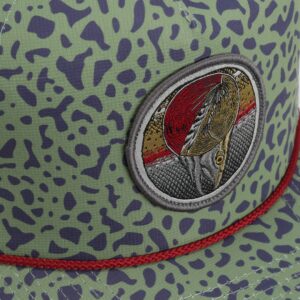 Dead Drift Fly Fishing Patch 5-Panel Vintage Trucker Rope Cap, Fly Fishing Cap (Olive Fish Skin)