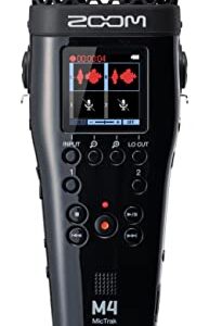 Zoom M4 MicTrak with 32-Bit Float, 4-Tracks, 2 XLR/TRS inputs, X/Y Mic Capsule, Timecode, Normalization, On-Board Monitoring, Battery Powered, Audio Interface, For Musicians, Podcasters, Videographers