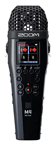 Zoom M4 MicTrak with 32-Bit Float, 4-Tracks, 2 XLR/TRS inputs, X/Y Mic Capsule, Timecode, Normalization, On-Board Monitoring, Battery Powered, Audio Interface, For Musicians, Podcasters, Videographers