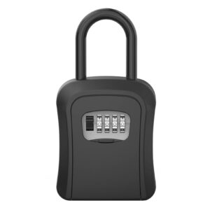 lamphle 1 set key box with code wall mount organizer 4 digit key combination lock high hardness quick reset safe lock box plastic with hanging hook storage key/card password lock black