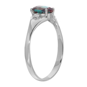 Galaxy Gold GG Size 6.5 Sterling Silver 925 Ring with Natural Diamonds & Lab. Grown Alexandrite