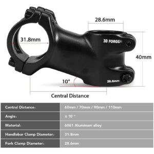 ZECHAO Mountain Road Bike Stem,Bike Stem Ultralight Stem 31.8mm Handlebar Stem 17 Degree 60/70/90/80/100/110mm Bike Stem Bike Stem (Color : 10 Degrees, Size : 60mm)