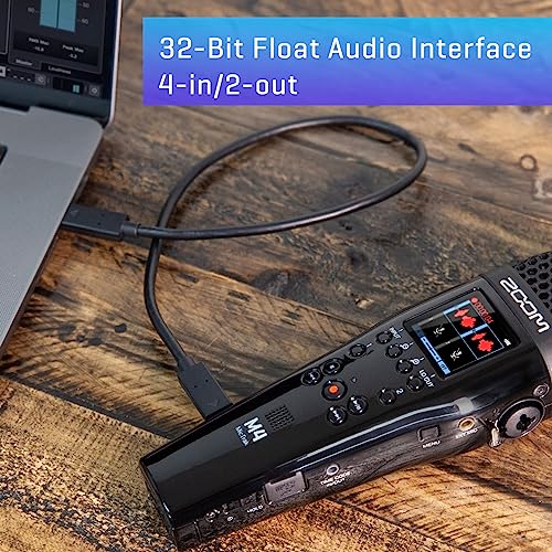 Zoom M4 MicTrak with 32-Bit Float, 4-Tracks, 2 XLR/TRS inputs, X/Y Mic Capsule, Timecode, Normalization, On-Board Monitoring, Battery Powered, Audio Interface, For Musicians, Podcasters, Videographers