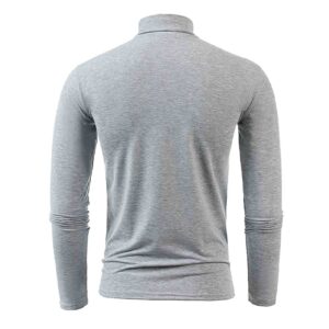 Mens Solid Color Mock Turtleneck Long Sleeve Shirts Thermal Base Layer Tops Slim Fit Soft Pullover Underwear T-Shirts(Grey,X-Large)