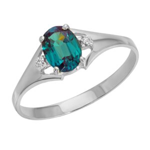 galaxy gold gg size 6.5 sterling silver 925 ring with natural diamonds & lab. grown alexandrite