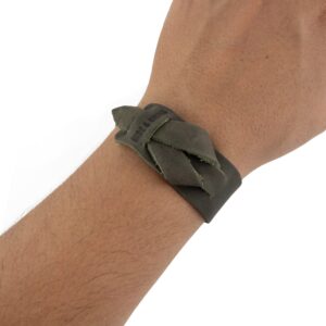 Hide & Drink, Bracelet Handmade from Full Grain Leather, Fashionable, Adjustable Wristband, Stylish Cuff (Dark Jade)