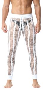 men's mesh fishnet pants see through drawstring long lounge pajamas muscle leggings underpants underwear sleepwear openwork netted leggings loose bottoms