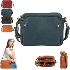 uirpk crossbody leather shoulder bags and clutches,three-layer leather crossbody shoulder & clutch bag. (blue,one size)