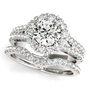 moissanite rings for women 1-2 ct floral halo wedding ring set engagement rings for women 10k white gold rose gold yellow gold free engraving