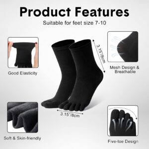 Mumufy 20 Pairs Mens Toe Socks Five Toe Crew Toesocks Polyester Cotton Athletic Toe Separator Socks for Winter Outdoor Activities Running Hiking, Black