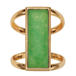 palmbeach yellow gold-plated sterling silver emerald cut genuine green jade ring sizes 6-10 size 8