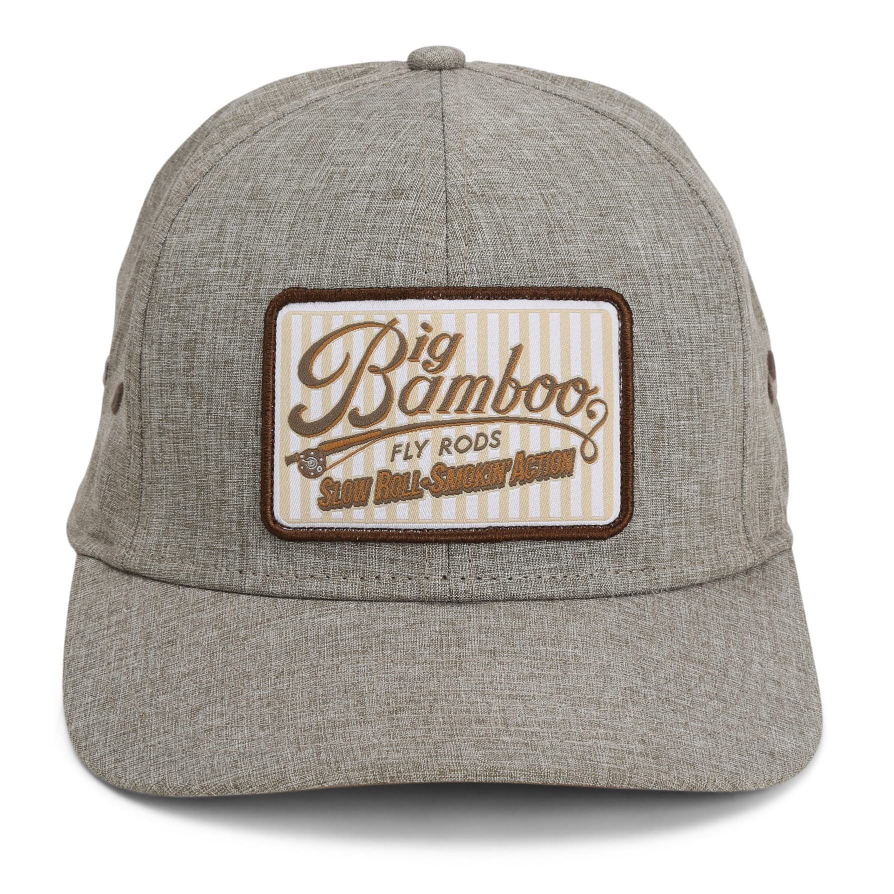 Big Bamboo Heathered Vintage Fly Fishing Patch Cap (Heathered Brown)