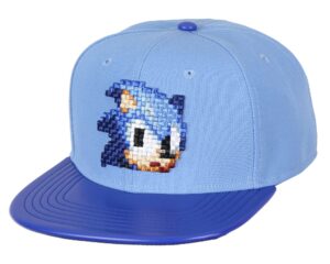 sonic the hedgehog 8-bit pixel sonic speed snapback hat blue