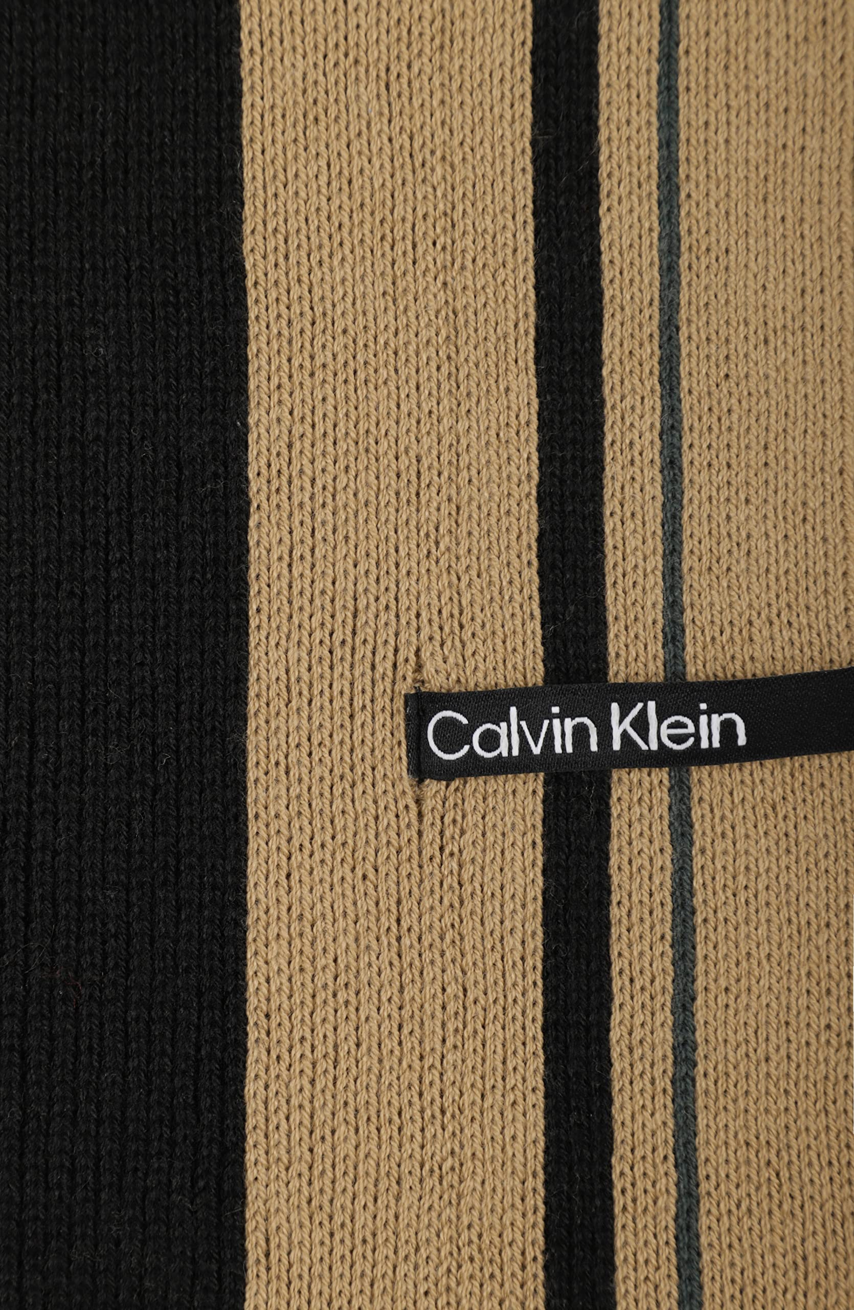 Calvin Klein Men's Reversible Beanie and Raschel Scarf Set, Timeless Camel, One Size