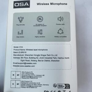 Wireless Lavalier Microphone, OSA Camera Microphone for iPhone, Android Phone, Camera, Clip-on Plug & Play Auto-sync and Noise Reduction for Video Recording, Interview