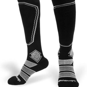 devembr Merino Wool Ski Socks for Men and Women, High Performance Snowboard socks - Size M, Black