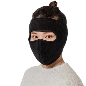 nichalous winter fleece mask warm mask cycling warm fleece mask men women full cover face mask outdoor cold weather windproof mask breathable thickened dustproof (black)