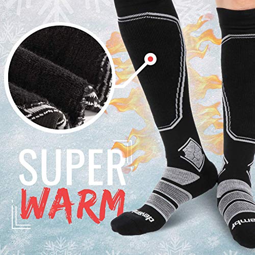 devembr Merino Wool Ski Socks for Men and Women, High Performance Snowboard socks - Size M, Black