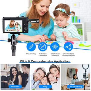 Wireless Lavalier Microphone, OSA Camera Microphone for iPhone, Android Phone, Camera, Clip-on Plug & Play Auto-sync and Noise Reduction for Video Recording, Interview