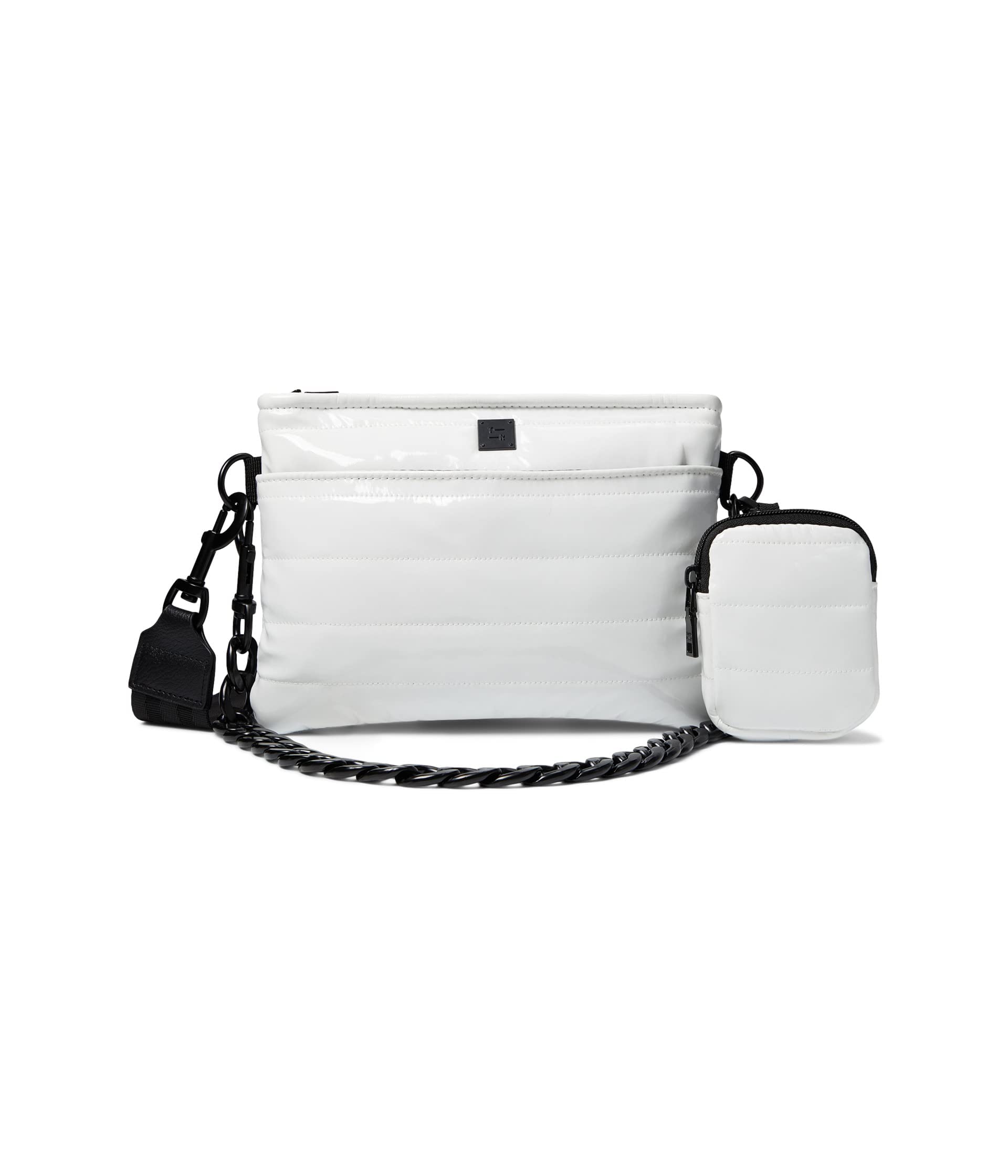 Think Royln Downtown Crossbody - Purse for Women - Polyester Construction - Zippered Back - Detachable Strap White Patent One Size One Size