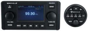 rockville rghr51 5 zone single din marine receiver bluetooth/radio/wired remote