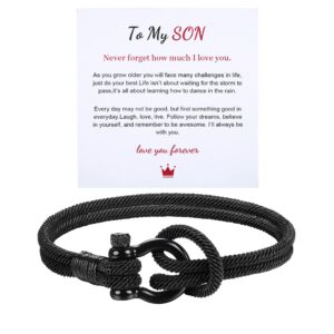 jewenova to my son black bracelet from mom, inspirational son gifts from mom and dad, birthday gift back to school first day of school gifts to son