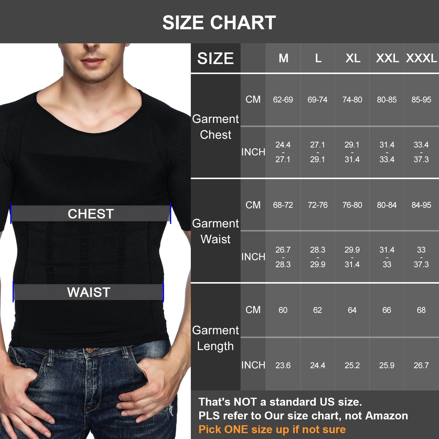 Odoland Men's Body Shaper Slimming Shirt Tummy Vest Thermal Compression Base Layer Slim Muscle Short Sleeve Shapewear, Black XXL