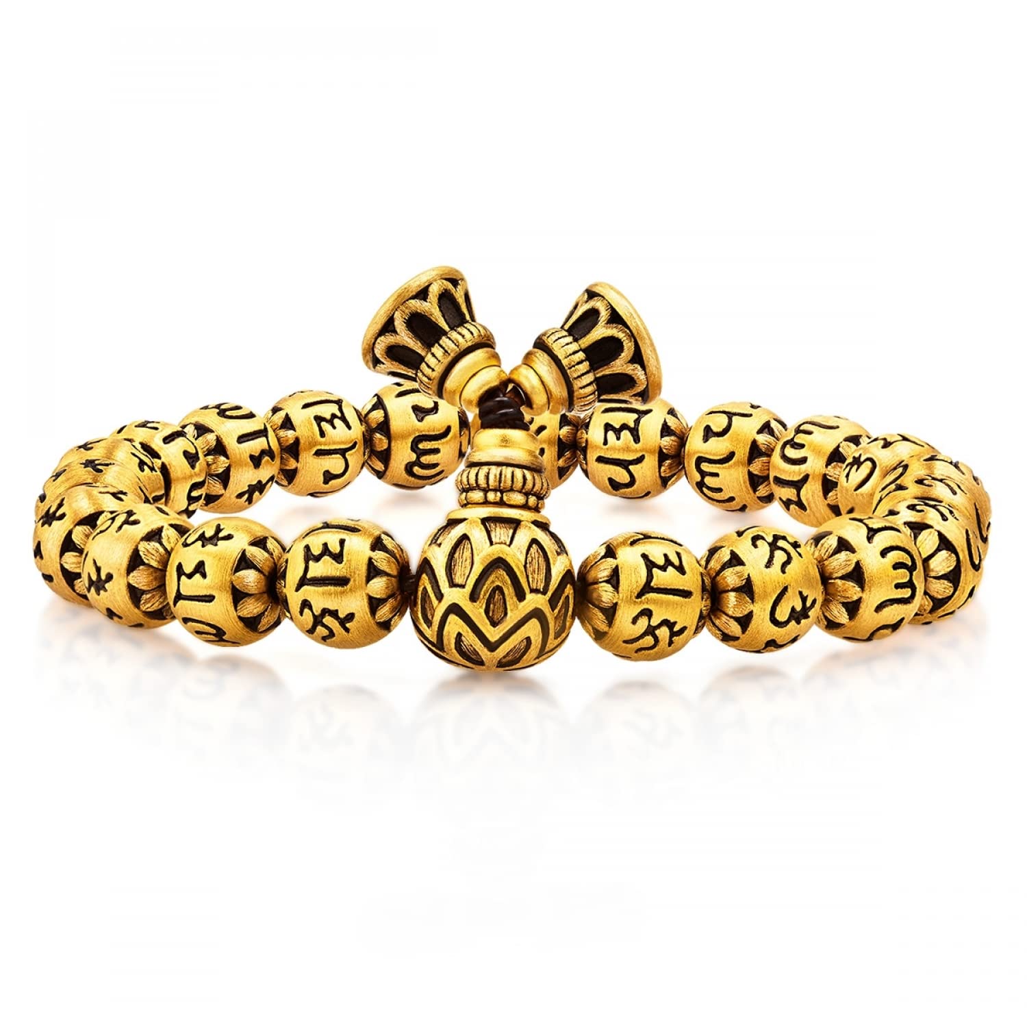 CHOW SANG SANG Cultural Blessings 999 24K Solid Gold Price-by-Weight 23.2g Gold Om Mani Padme Hum Blessing Bracelet for Women 91035B | 5 (Wrist Size:13.5-14.5 CM)