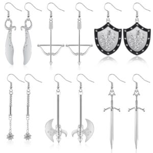 fabbay 6 pairs gothic earrings gothic jewelry medieval renaissance dangle earrings sword earrings vampire earrings gothic dangle earrings skull axe gothic dagger goth earrings for women, 6 styles