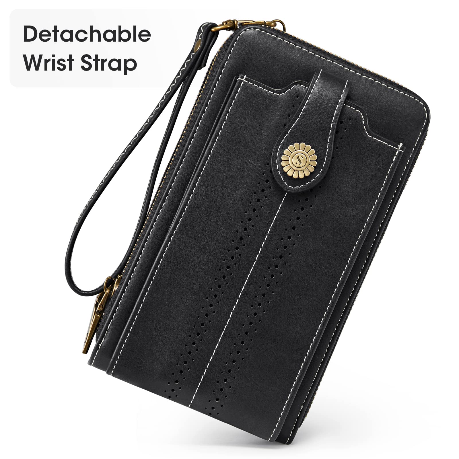 Kattee Women Small Crossbody Cell Phone Purse Wristlet Wallets RFID Blocking Faux Leather Clutch Wallets Shoulder Phone Bag