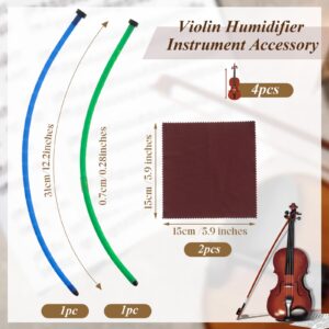 4 Pcs Violin Humidifier Instrument Accessory Violin Sound Hole Humidifier F Hole Humidifier with Microfiber Cleaning Cloth to Prevent Cracking Buzzing Protruding Fret Ends Top Sinking Dryness Problem