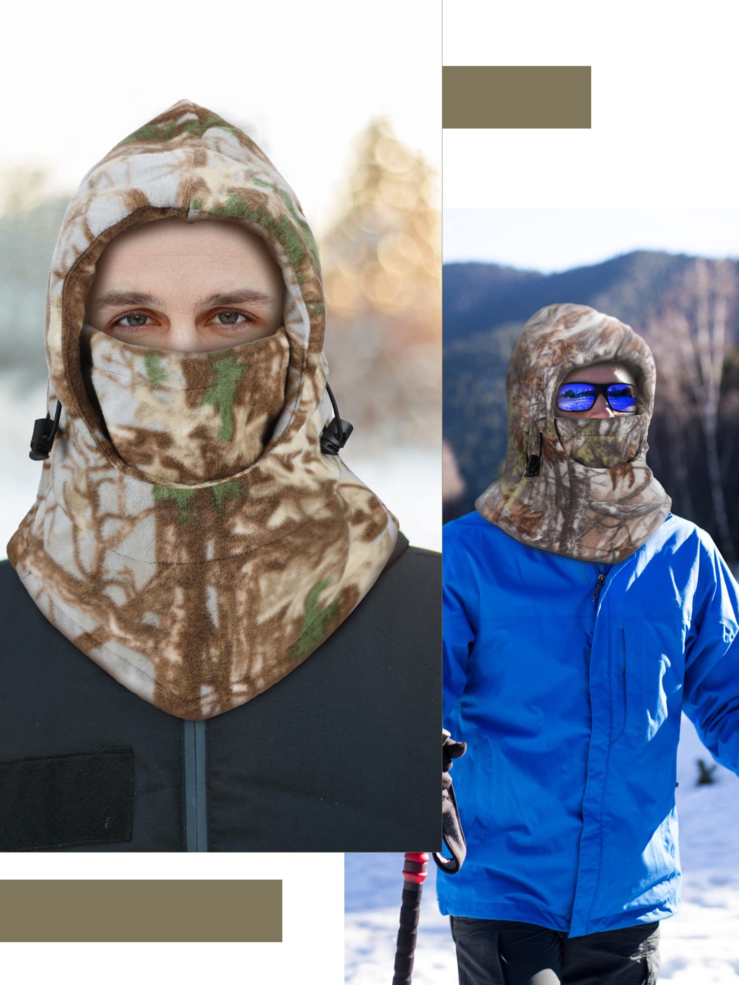 3 Pieces Camo Balaclava Face Mask Hunting Face Mask Balaclava Hats for Outdoor Sports (Marble Style, X-Large)