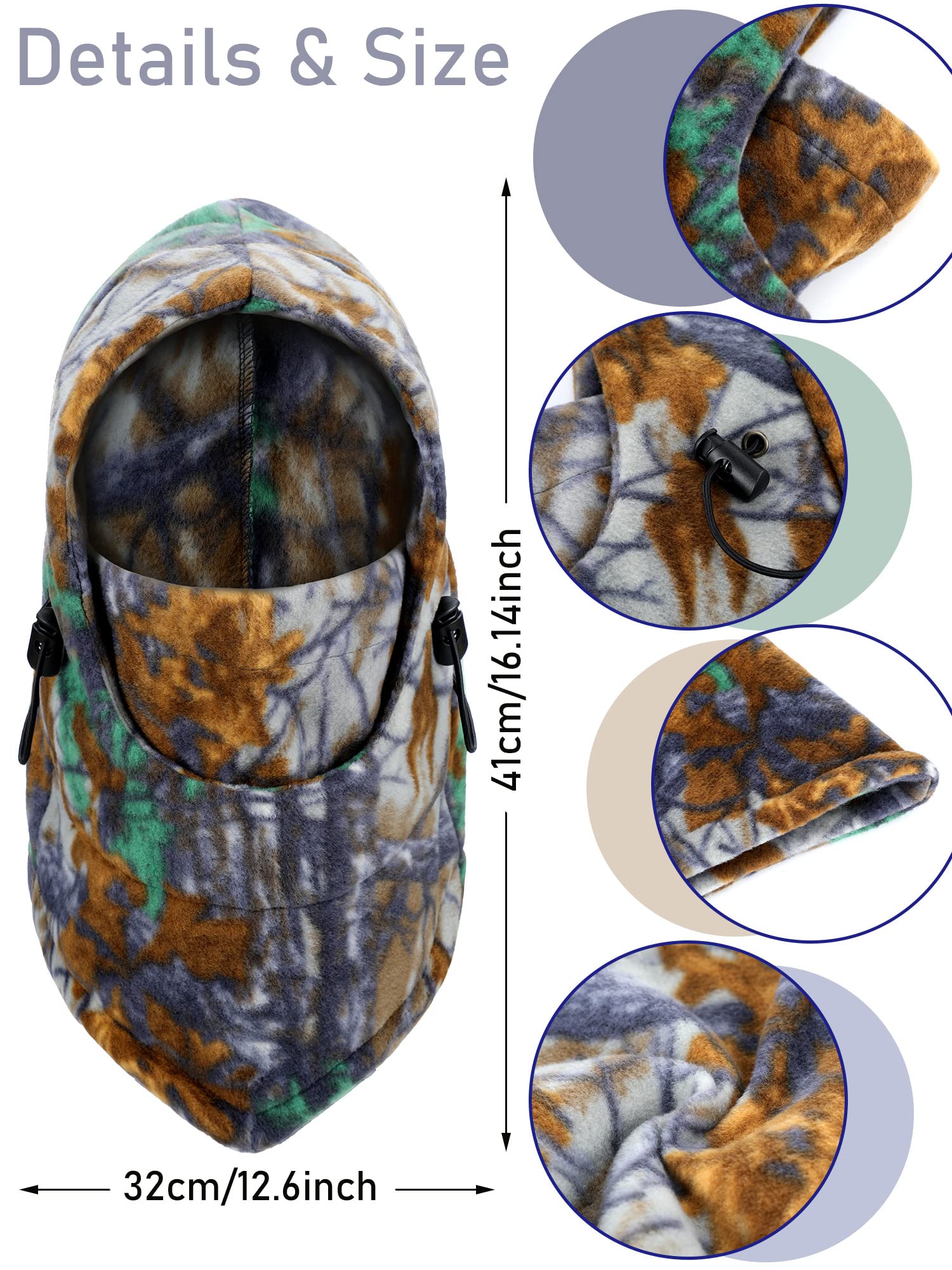 3 Pieces Camo Balaclava Face Mask Hunting Face Mask Balaclava Hats for Outdoor Sports (Marble Style, X-Large)