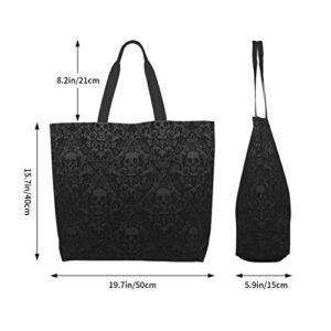 DHWUIASF Gothic Wallpaper Skull Printed Large Capacity Portable Tote Shoulder Bag, Suitable For Shopping